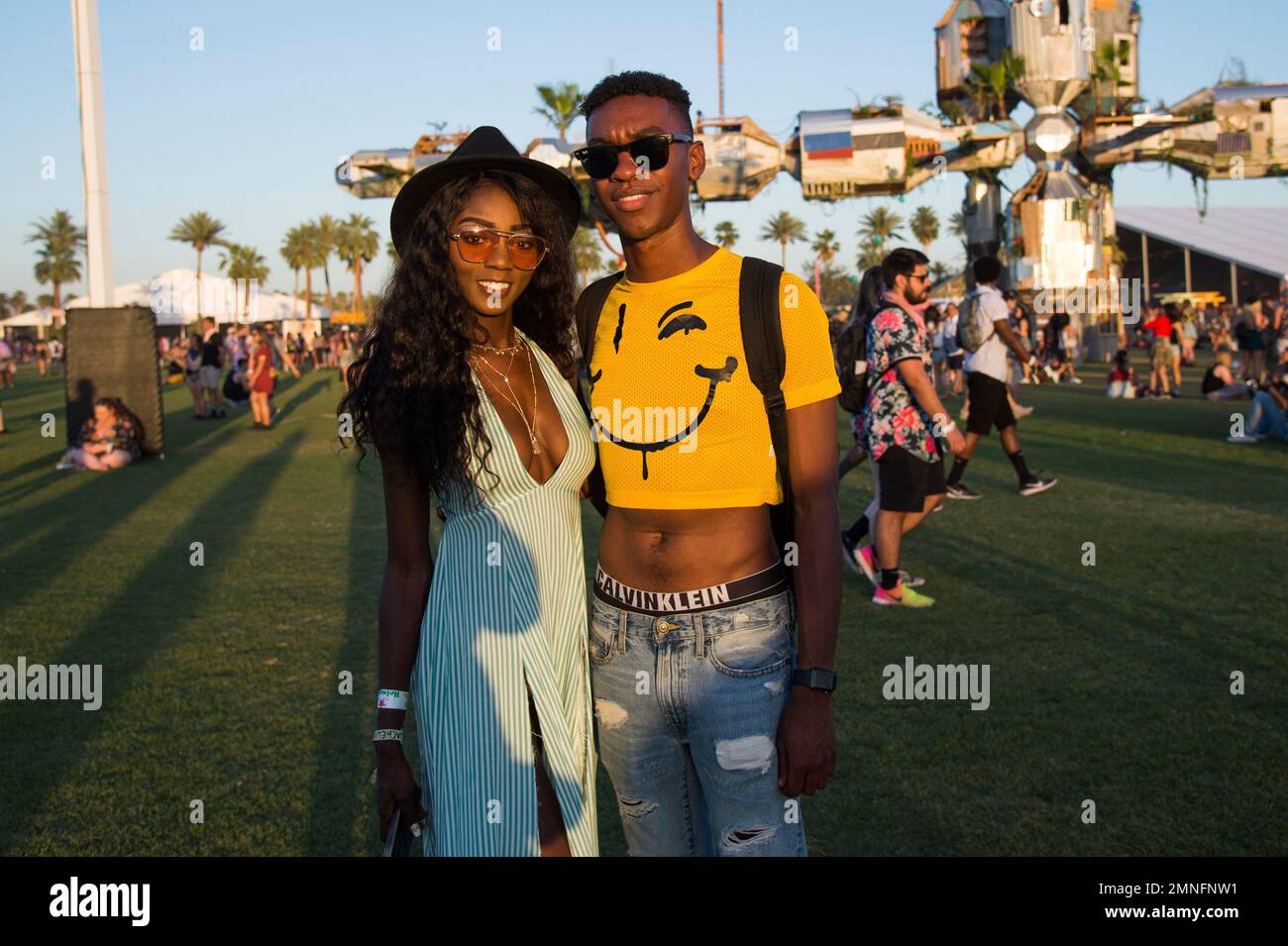 Tarensha Alexis, left, and Ronnie Henry of Orlando attend the Coachella ...