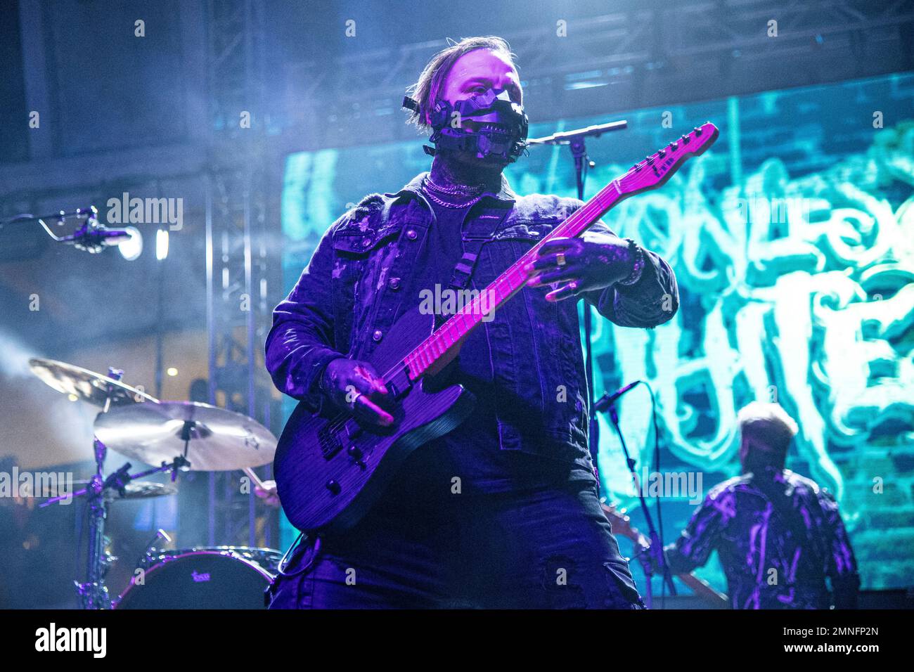 Ryan Sitkowski of Motionless in White performs on board the Carnival ...
