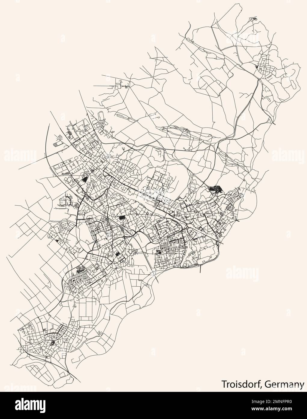 Street roads map of TROISDORF, GERMANY Stock Vector Image & Art - Alamy