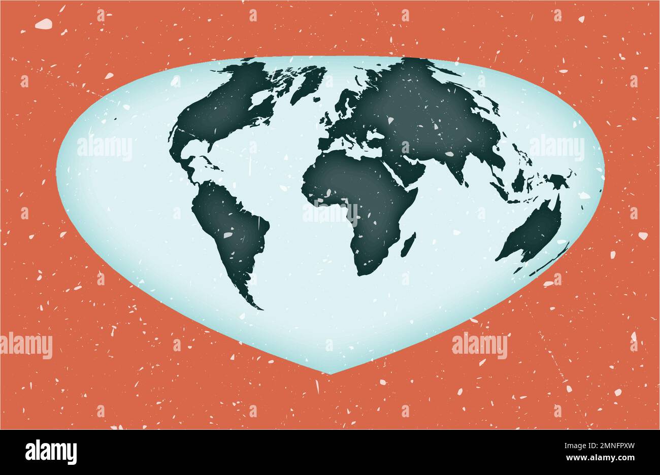 World Map Poster. Bottomley projection. Vintage World shape with grunge ...