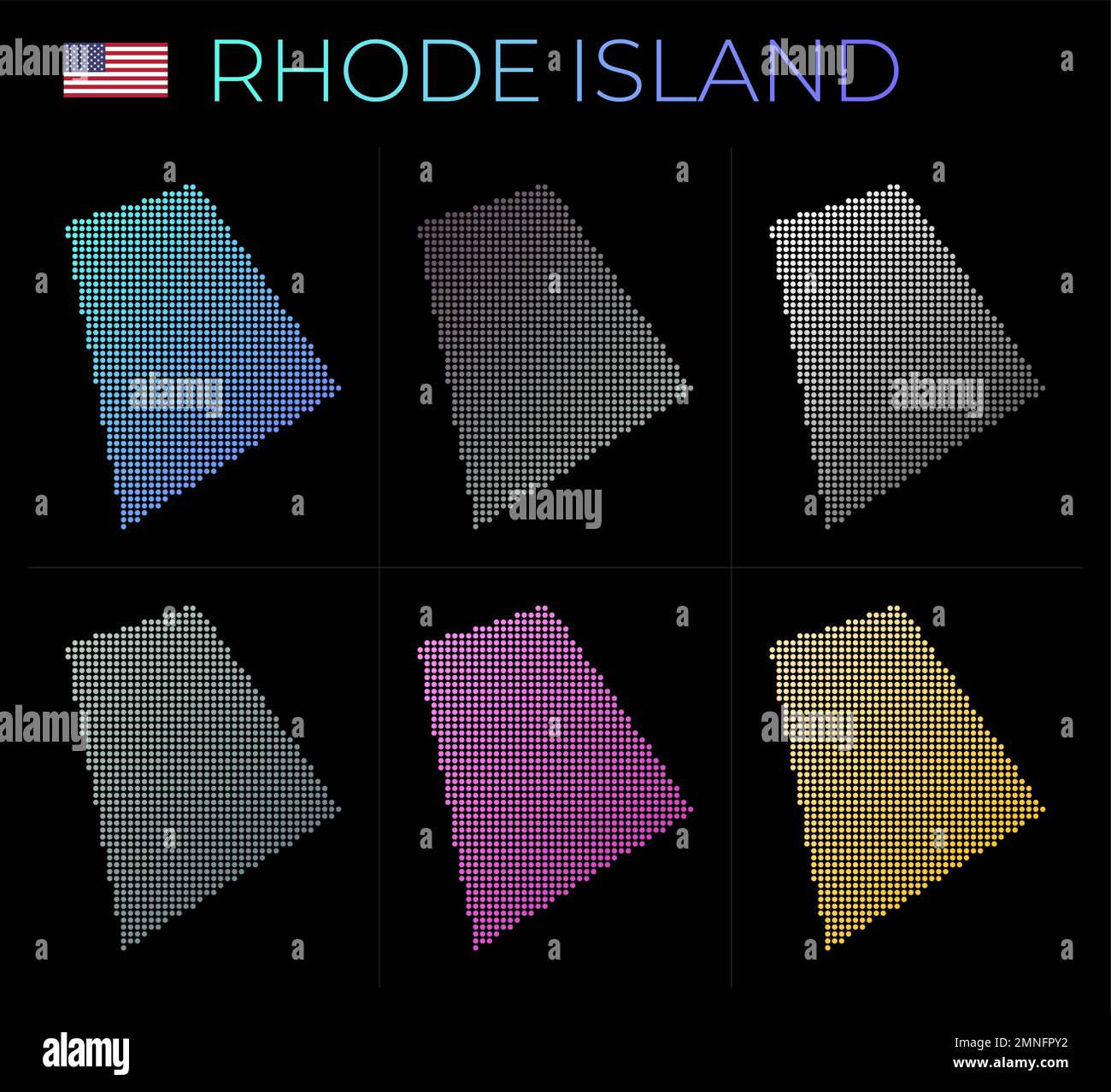 Rhode Island dotted map set. Map of Rhode Island in dotted style ...