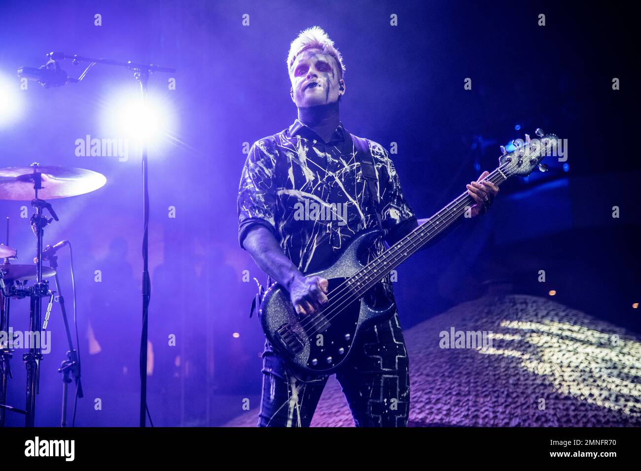 Justin Morrow of Motionless in White performs on board the Carnival Magic during day one of the ...