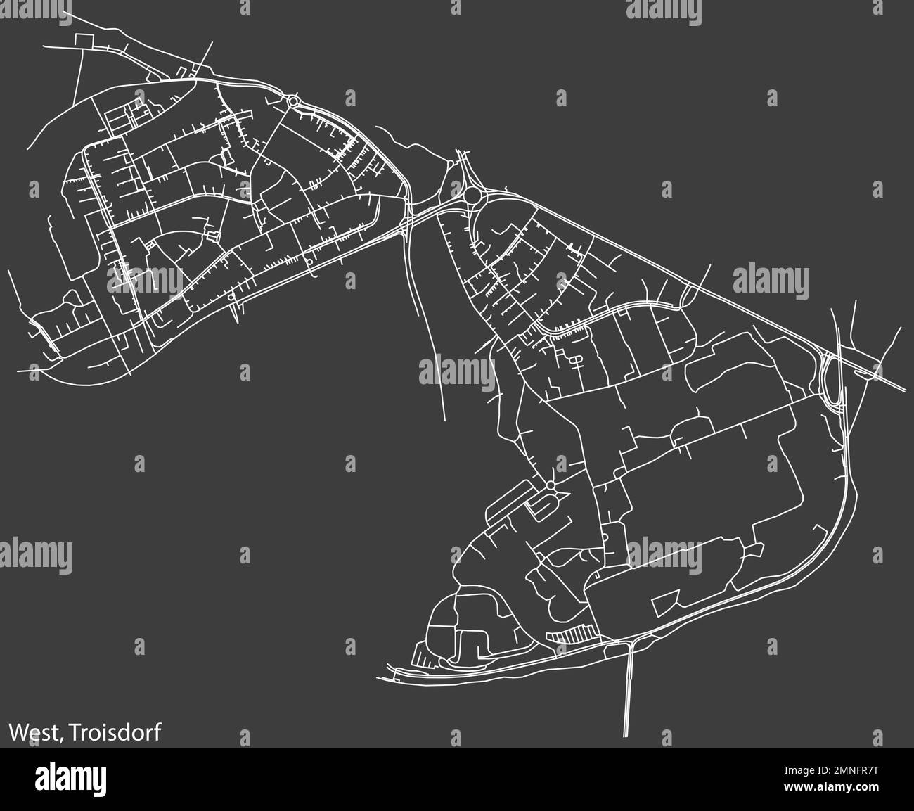 Street roads map of the WEST DISTRICT, TROISDORF Stock Vector Image ...