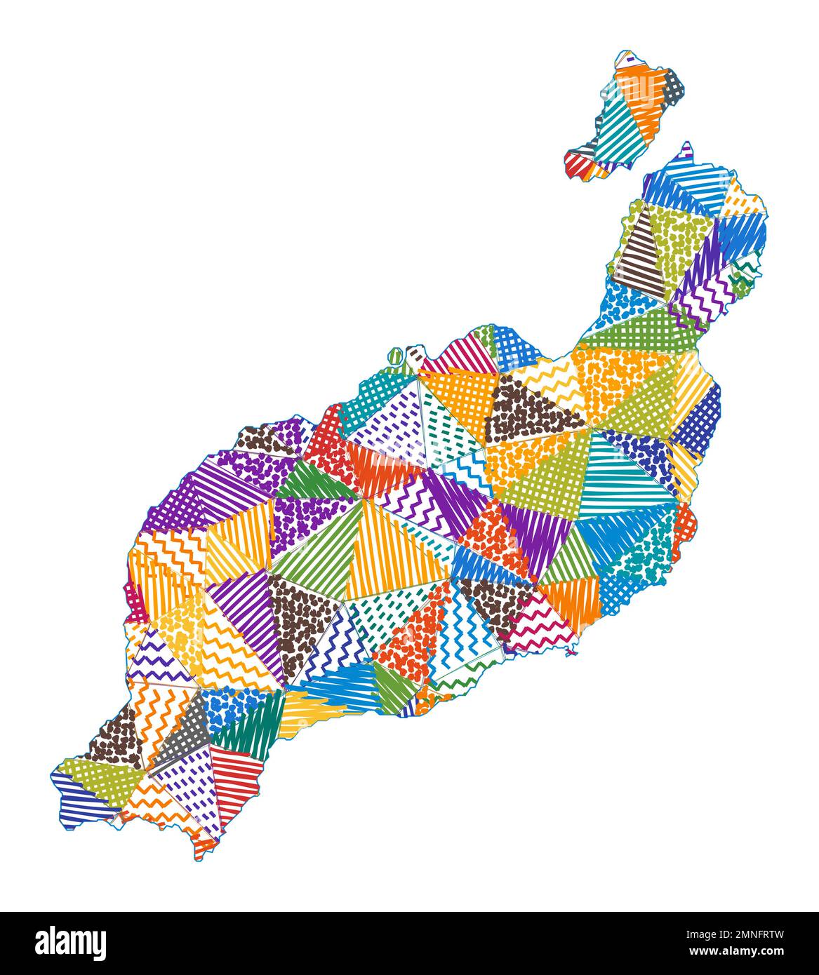 Kid style map of Lanzarote. Hand drawn polygons in the shape of ...