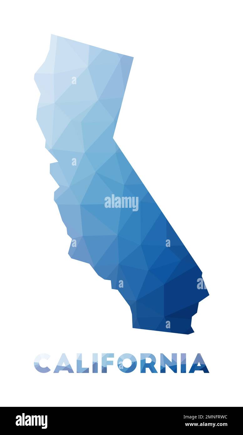 Low poly map of California. Geometric illustration of the US state ...