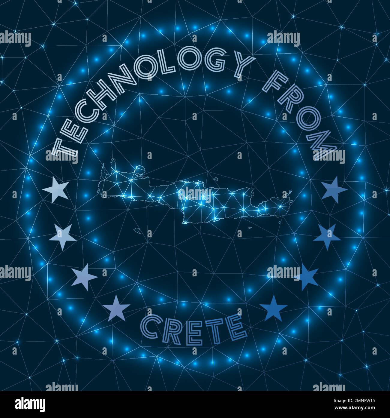 Technology From Crete. Futuristic geometric badge of the island ...