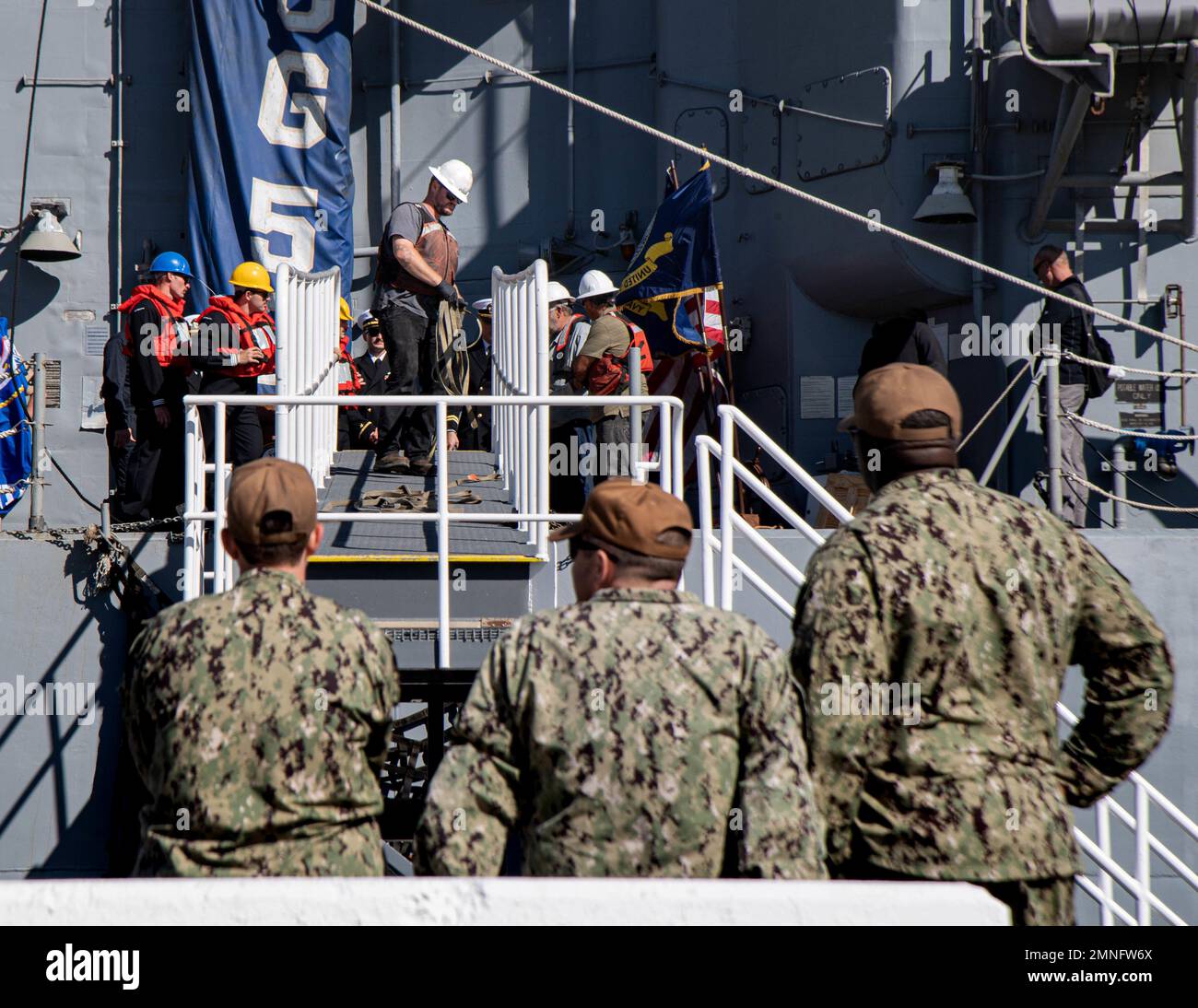 221002-N-LH674-1050 SAN FRANCISCO (Oct. 2, 2022) Sailors aboard guided ...