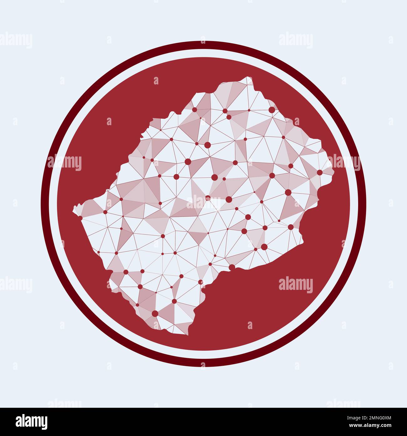 Lesotho icon. Trendy tech logo of the country. Geometric mesh round ...