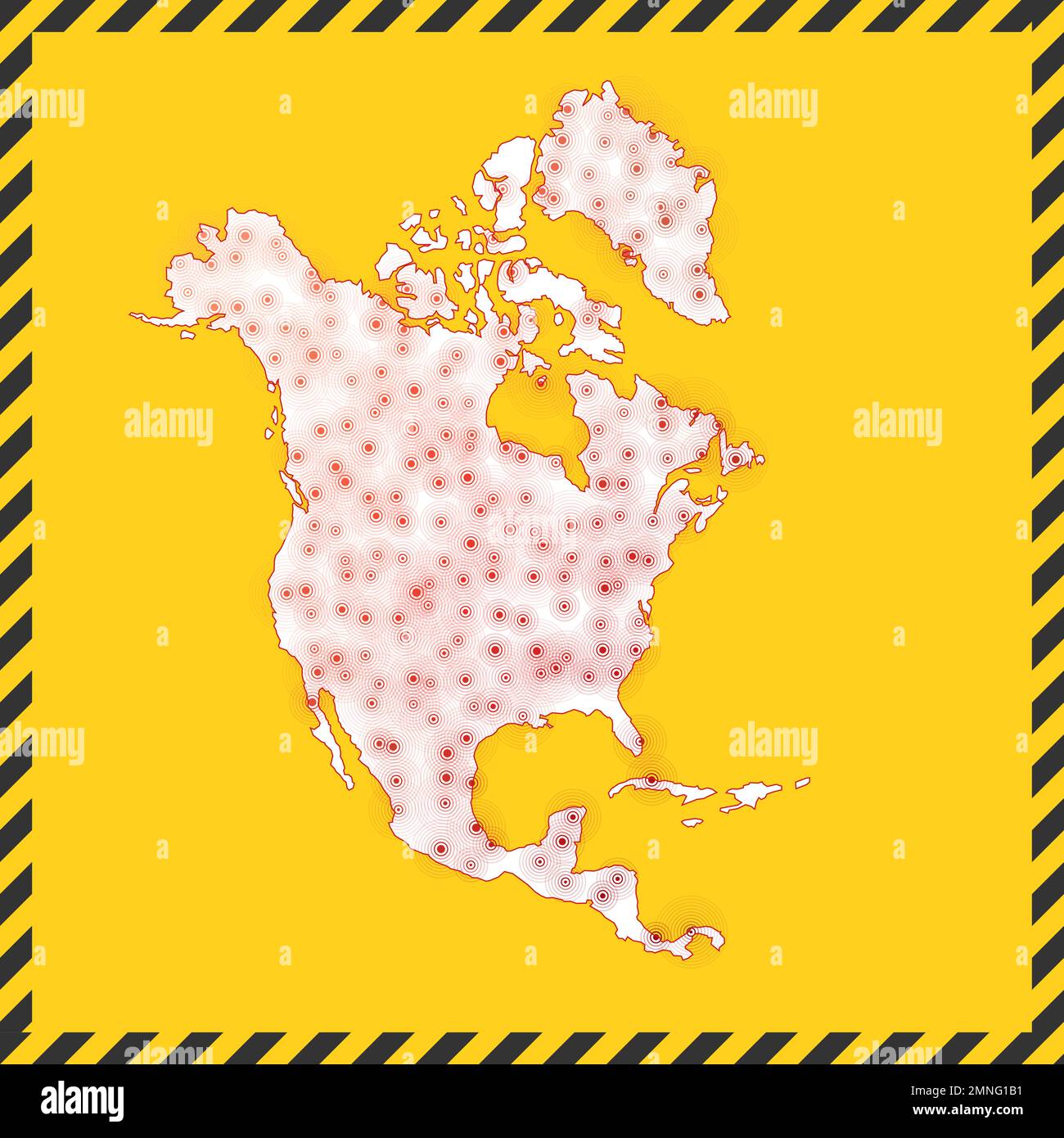 North America closed - virus danger sign. Lockdown continent icon ...