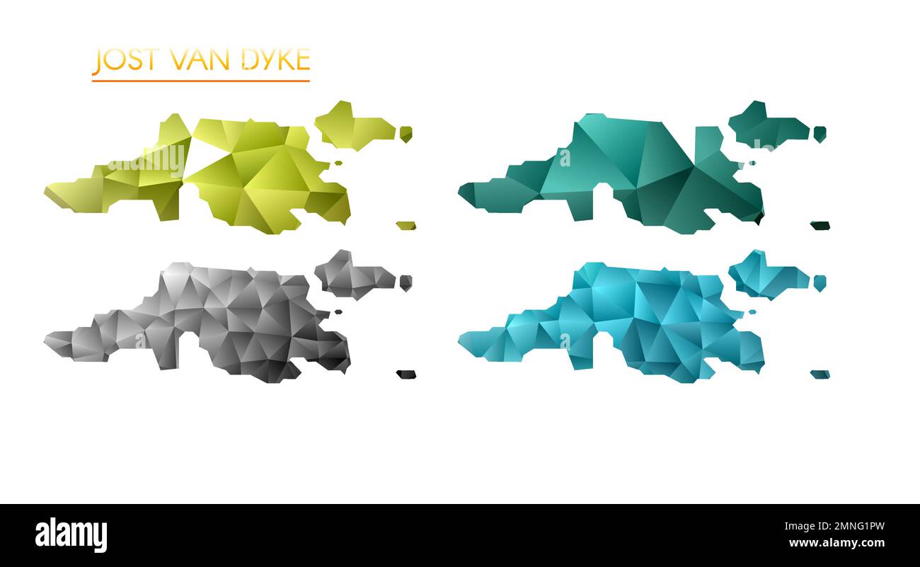 Set of vector polygonal maps of Jost Van Dyke. Bright gradient map of ...