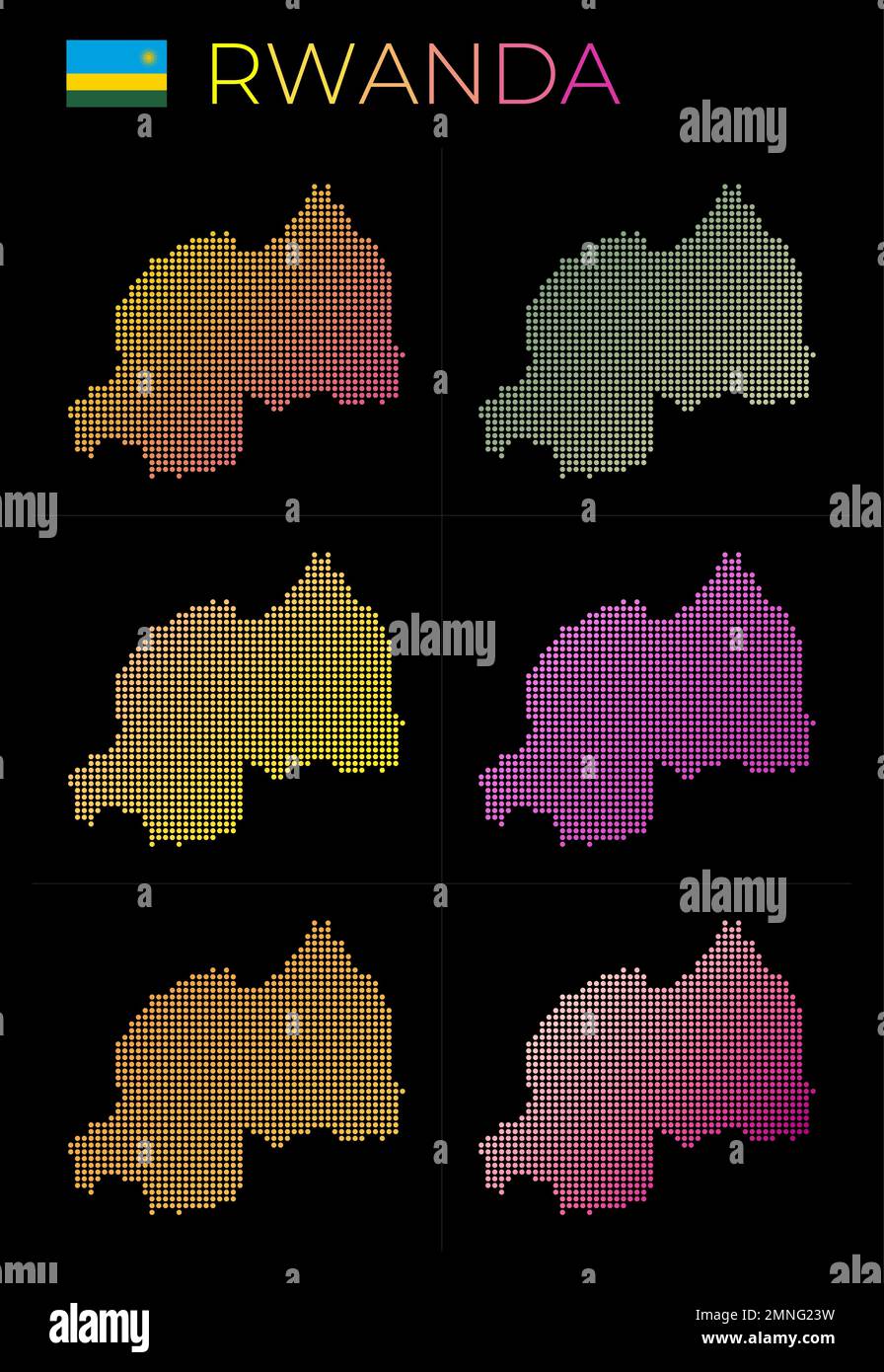 Rwanda dotted map set. Map of Rwanda in dotted style. Borders of the ...