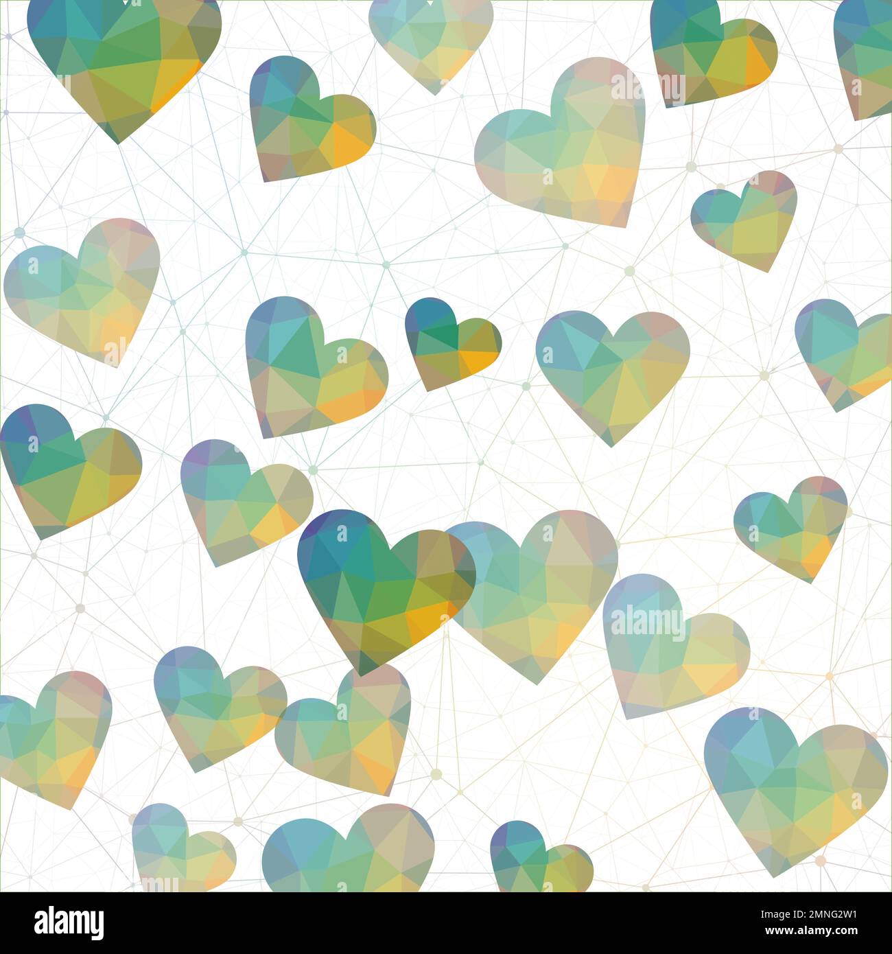 Heart background. Polygonal hearts in spectral colors. Amazing digital ...