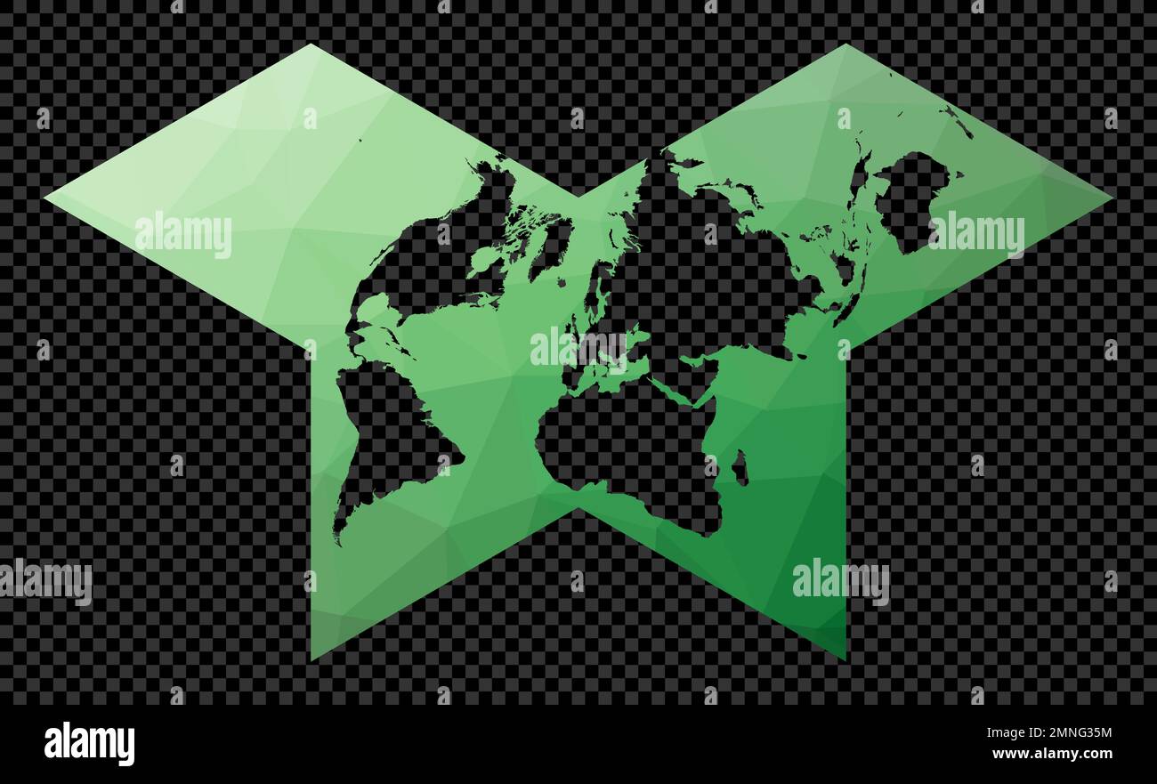 Geometric world map. Polyhedral Collignon projection. Polygonal map of ...