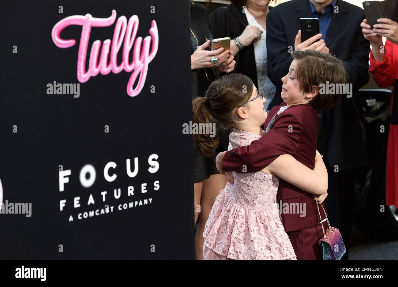 Lia Frankland, left, and Asher Miles Fallica, cast members in the film ...