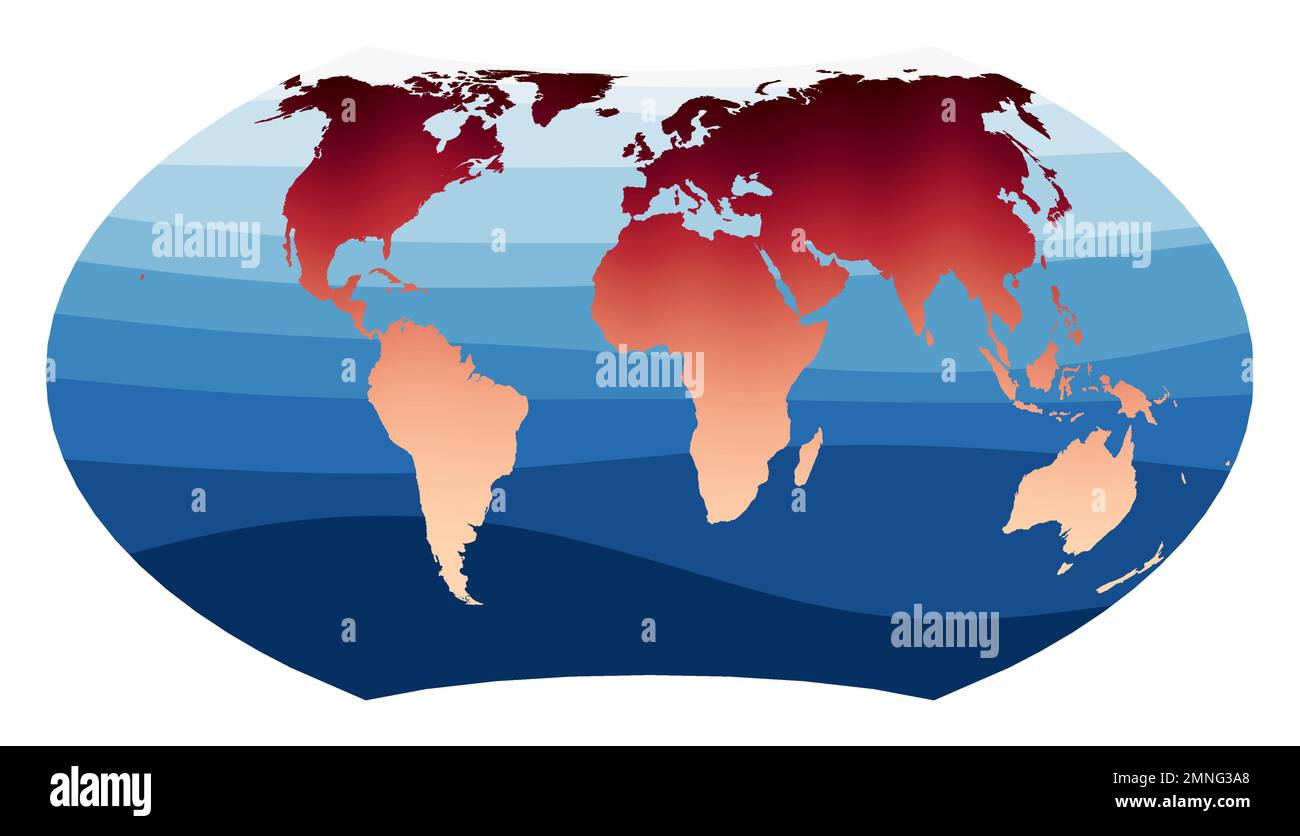 World Map Vector. Wagner VII projection. World in red-orange gradient ...