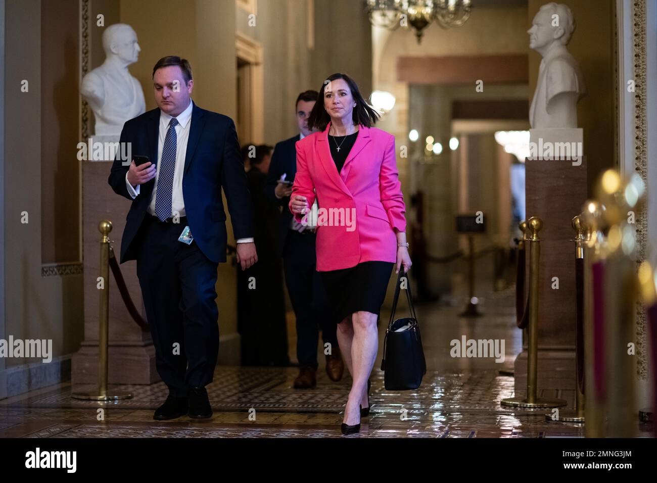 Senator Katie Britt (R-AL) walks through the U.S. Capitol, in ...