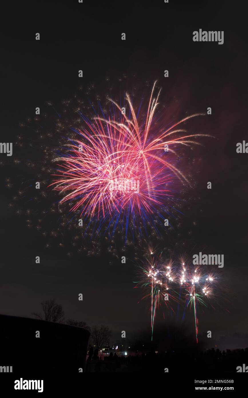 Winter fireworks in Laval, Qc, Canada Stock Photo - Alamy