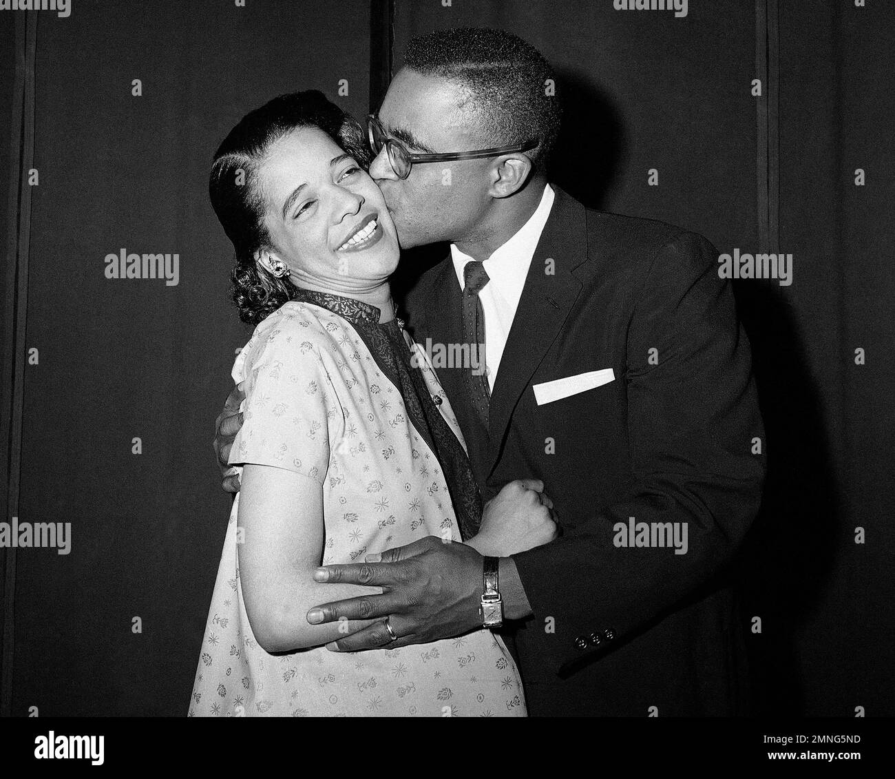 FILE - In this June 14, 1958, file photo, Vel Phillips get a kiss from ...