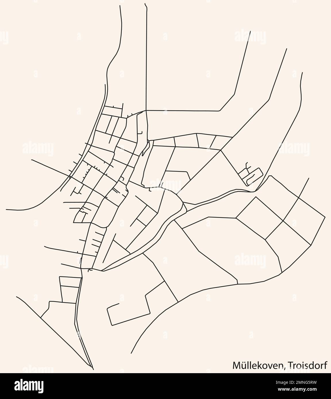 Street roads map of the MÜLLEKOVEN DISTRICT, TROISDORF Stock Vector ...