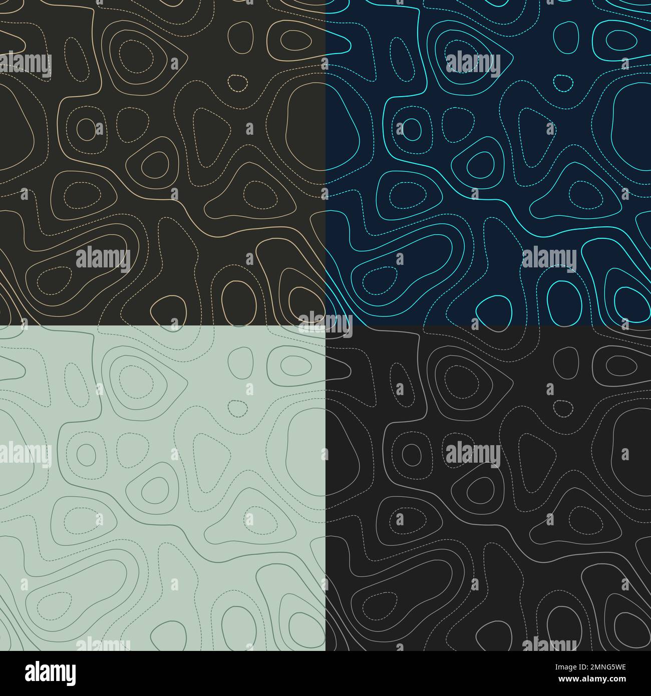 Topography patterns. Seamless elevation map tiles. Attractive isoline ...