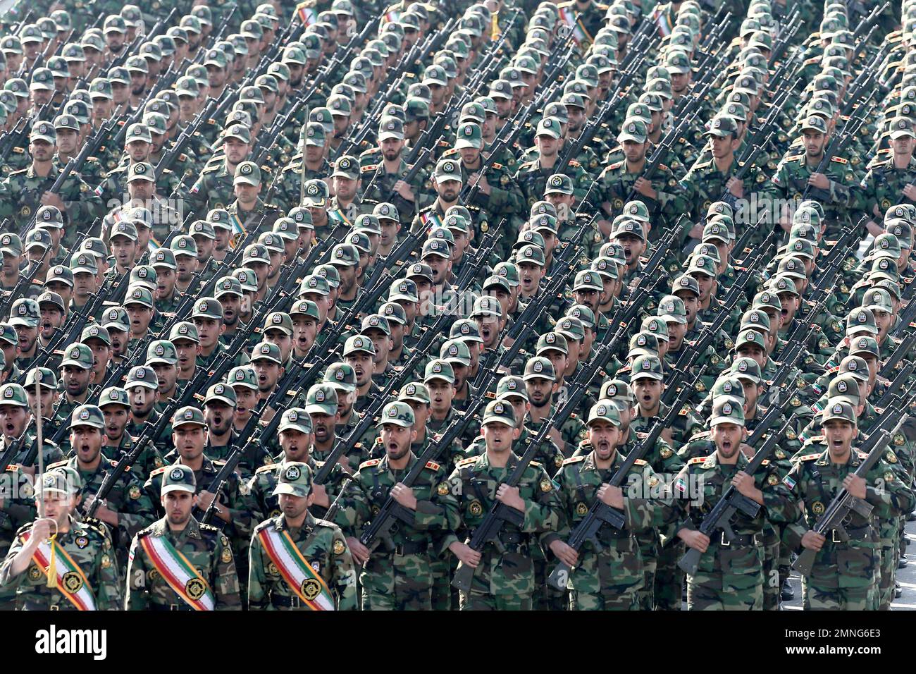 Iranian army troops march during a parade marking National Army Day in ...