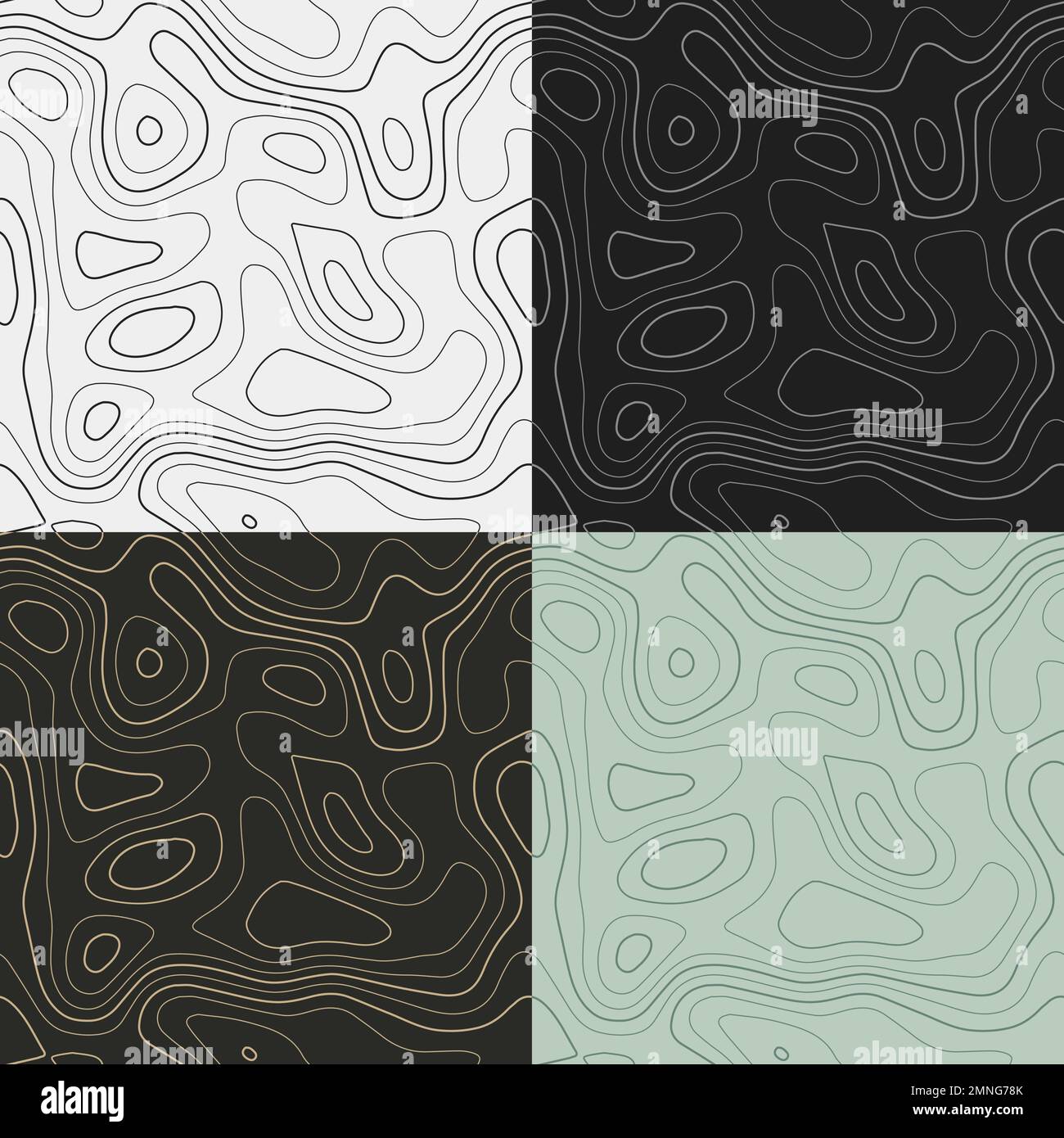 Topography patterns. Seamless elevation map tiles. Attractive isoline ...