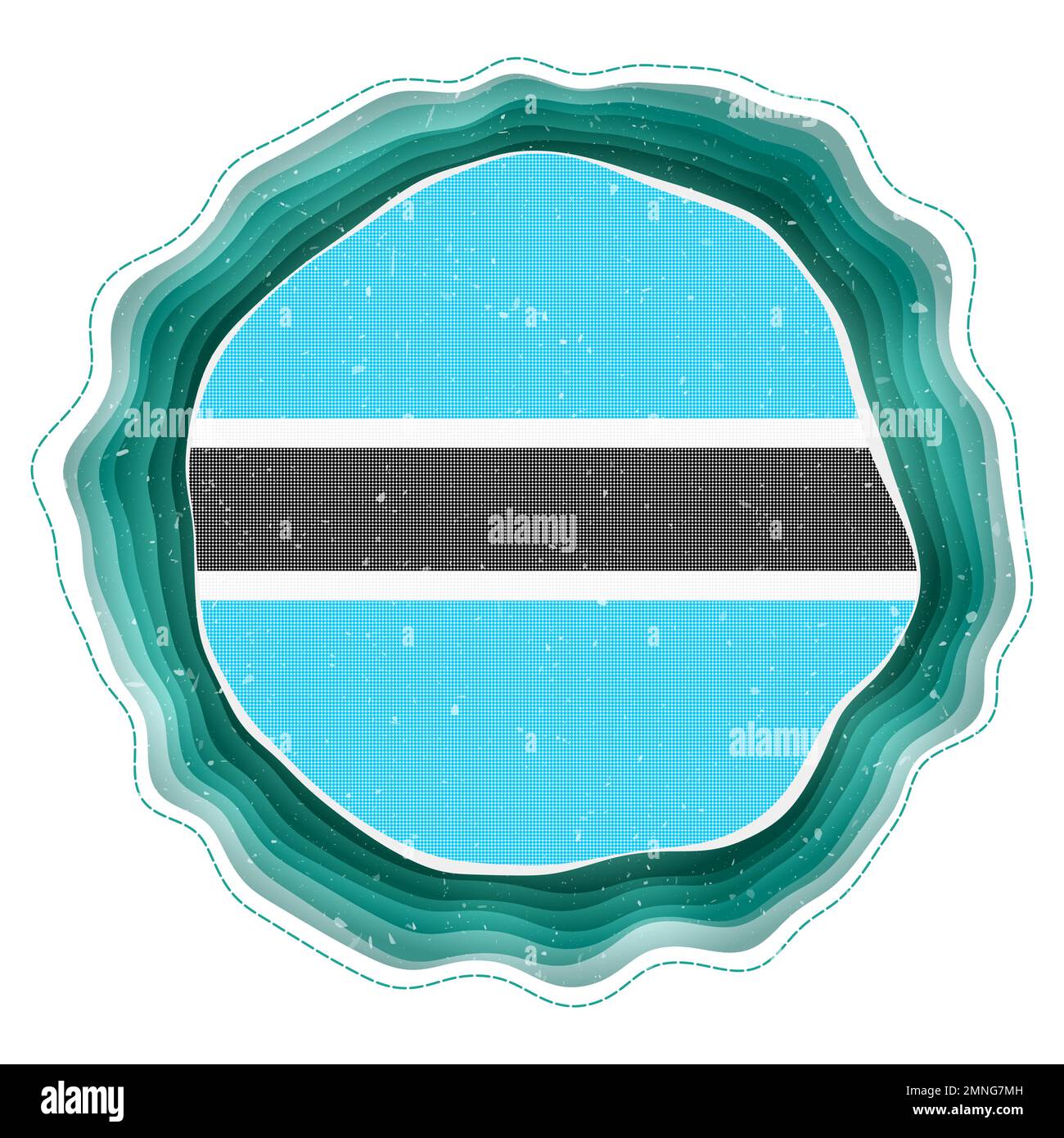 Botswana flag in frame. Badge of the country. Layered circular sign ...