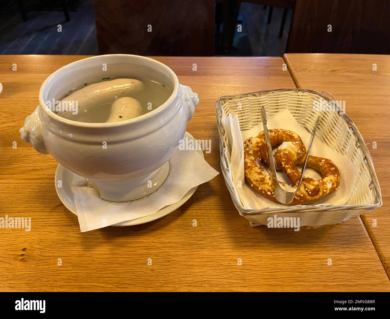 Weißwürste (literally white sausage), a traditional bavarian dish Stock ...