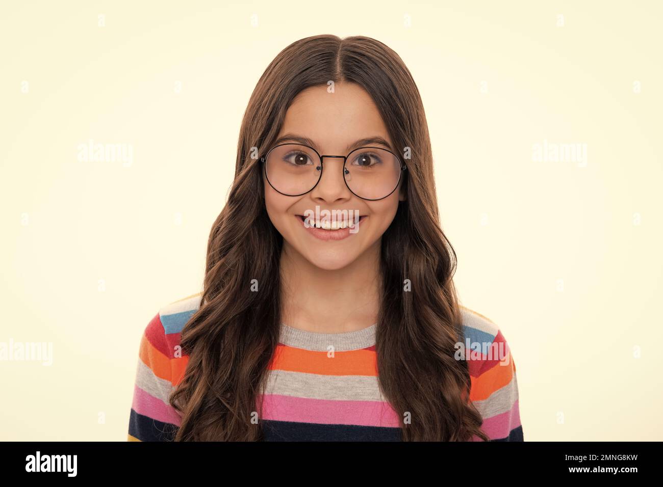 Happy girl face, positive and smiling emotions. Child little girl 12 ...