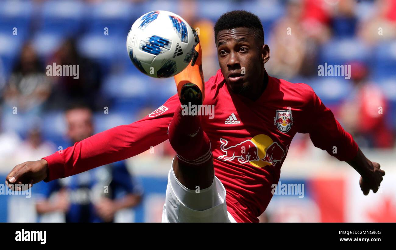 New York Red Bulls defender Michael Murillo tries to control the ball ...