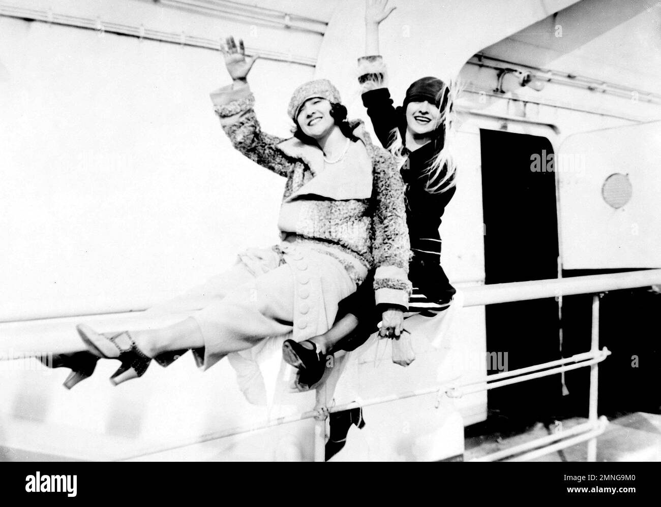 Rose and Jenny Dolly wave aboard a ship returning them to the U.S., Oct ...