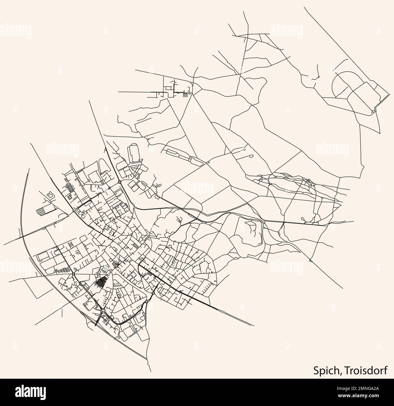 Street roads map of the SPICH DISTRICT, TROISDORF Stock Vector Image ...