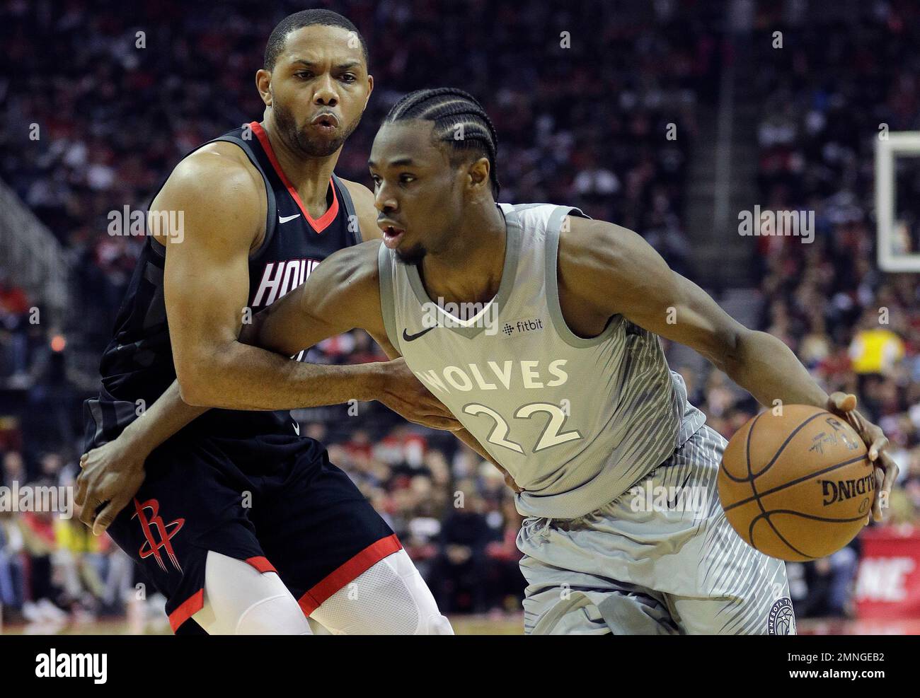 Minnesota Timberwolves' Andrew Wiggins drives around Houston Rockets ...