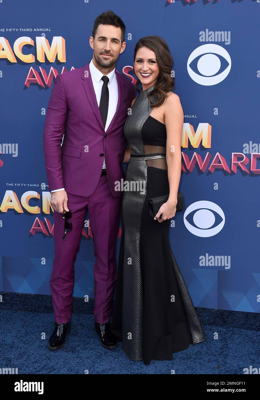 Jake Owen, left, and Erica Hartlein arrive at the 53rd annual Academy ...