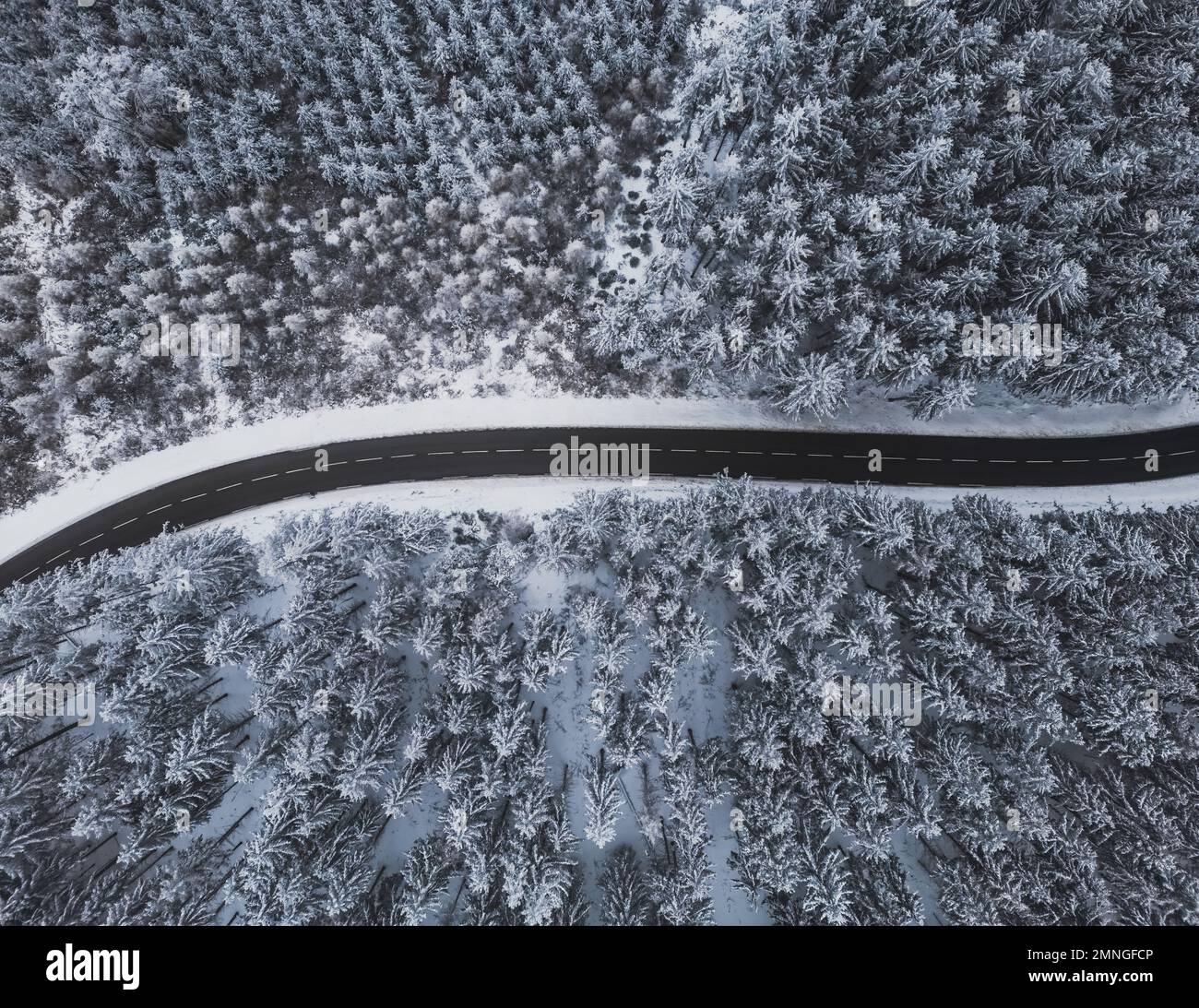 Aerial snowy covered canyon winding hi-res stock photography and images ...