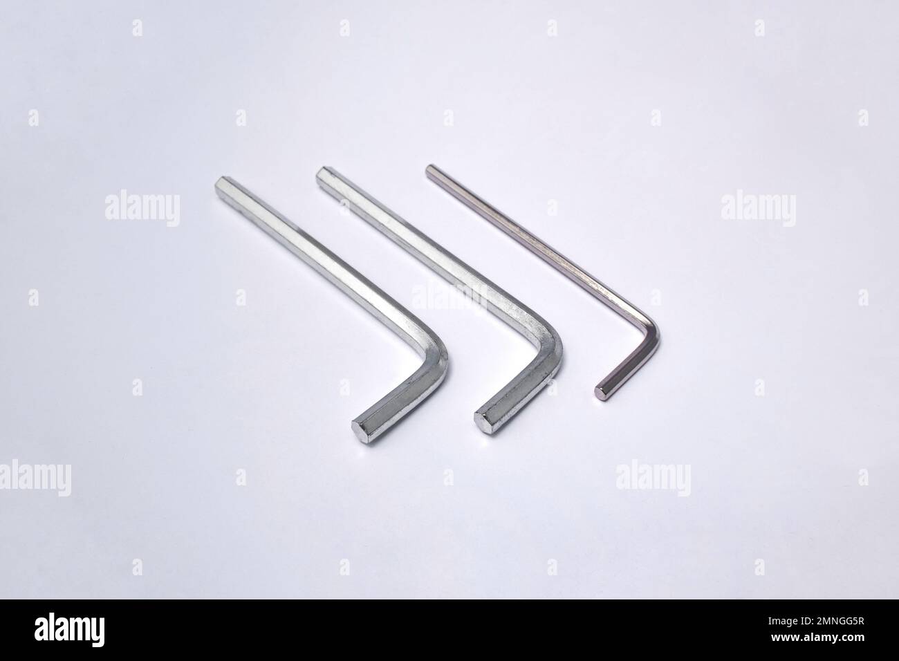 Hex metal allen L key over isolated white background. various sizes ...