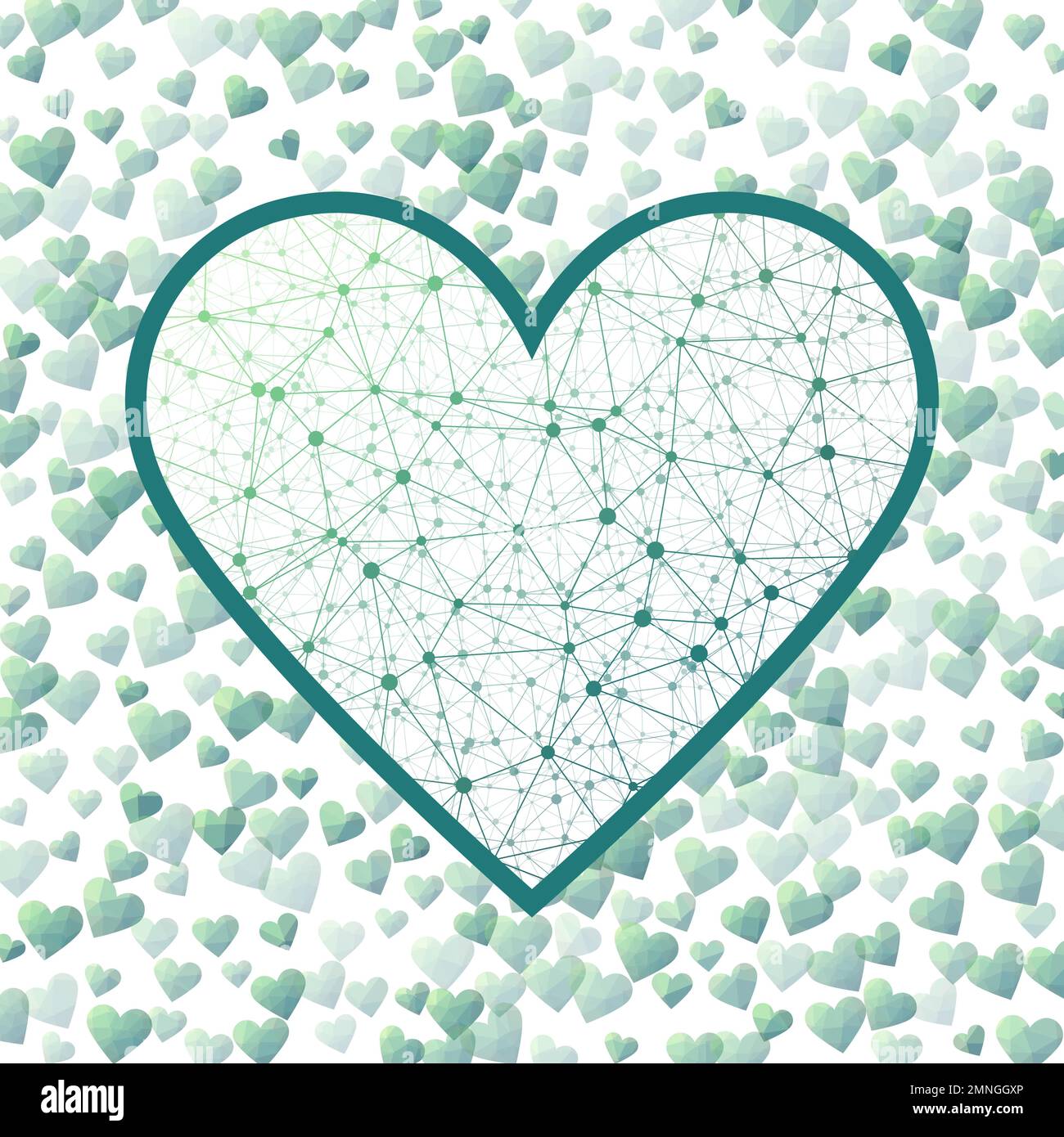 Geometric heart mesh in emerald color shades, emerald connections ...