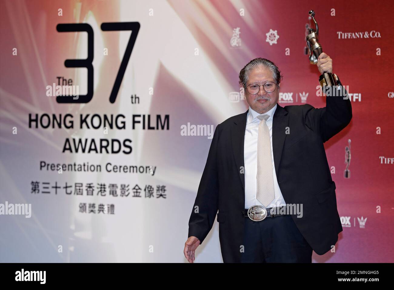 Hong Kong director Sammo Hung poses after winning the Best Action award ...