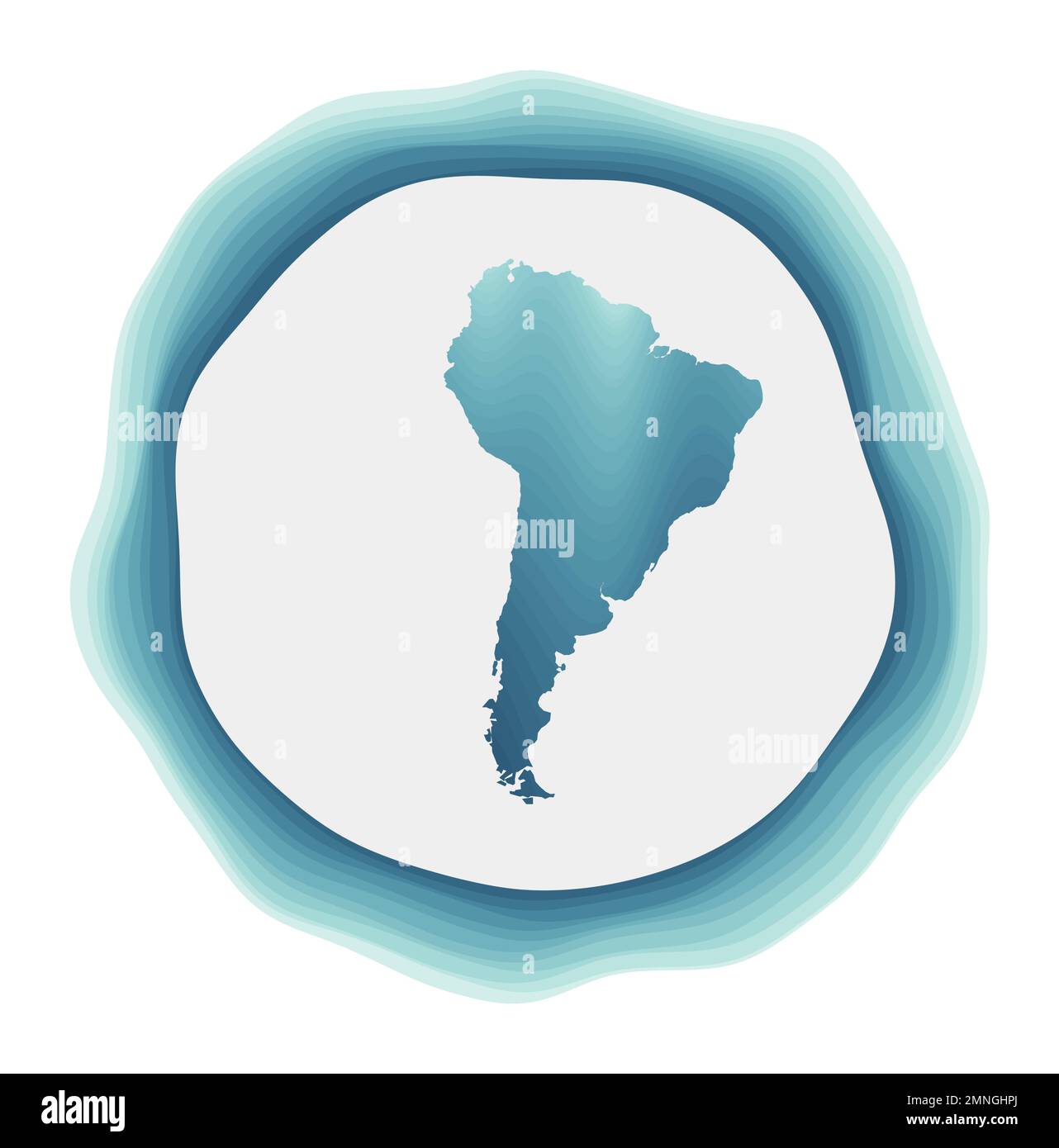 South America logo. Badge of the continent. Layered circular sign ...