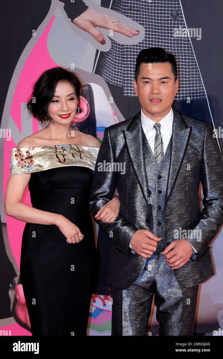 Hong Kong actress Teresa Mo, left, and actor Ray Lui Leung-wai pose on ...