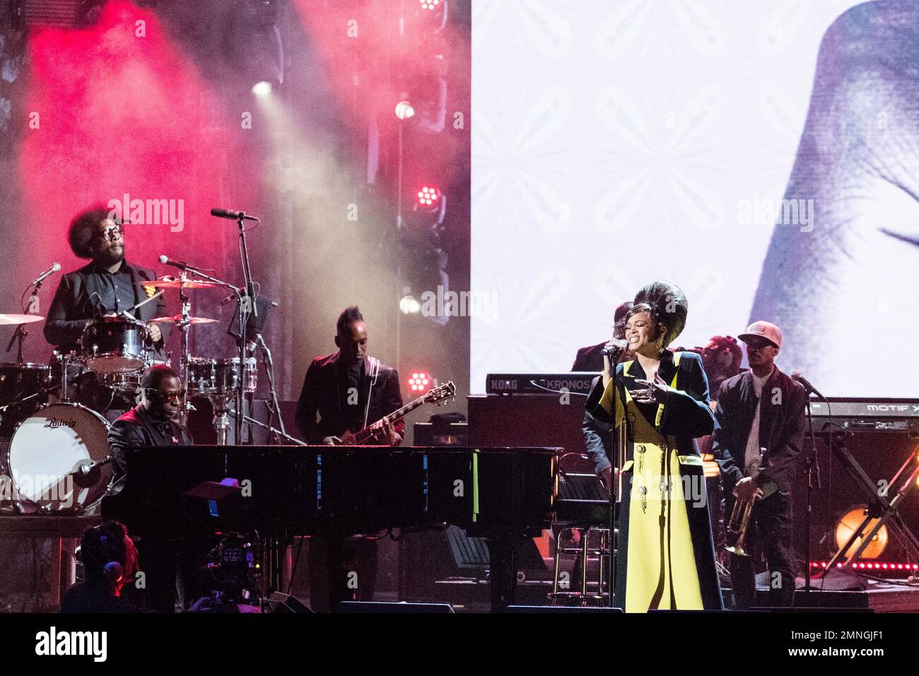 Questlove, left, and Andra Day are seen at the 2018 Rock and Roll Hall ...