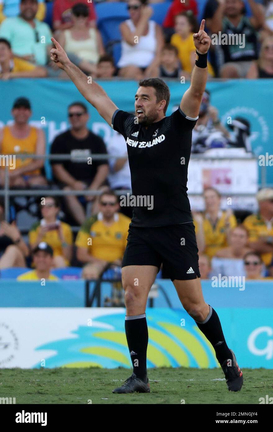 New Zealand's Kurt Baker celebrates after defeating Fiji to win their ...