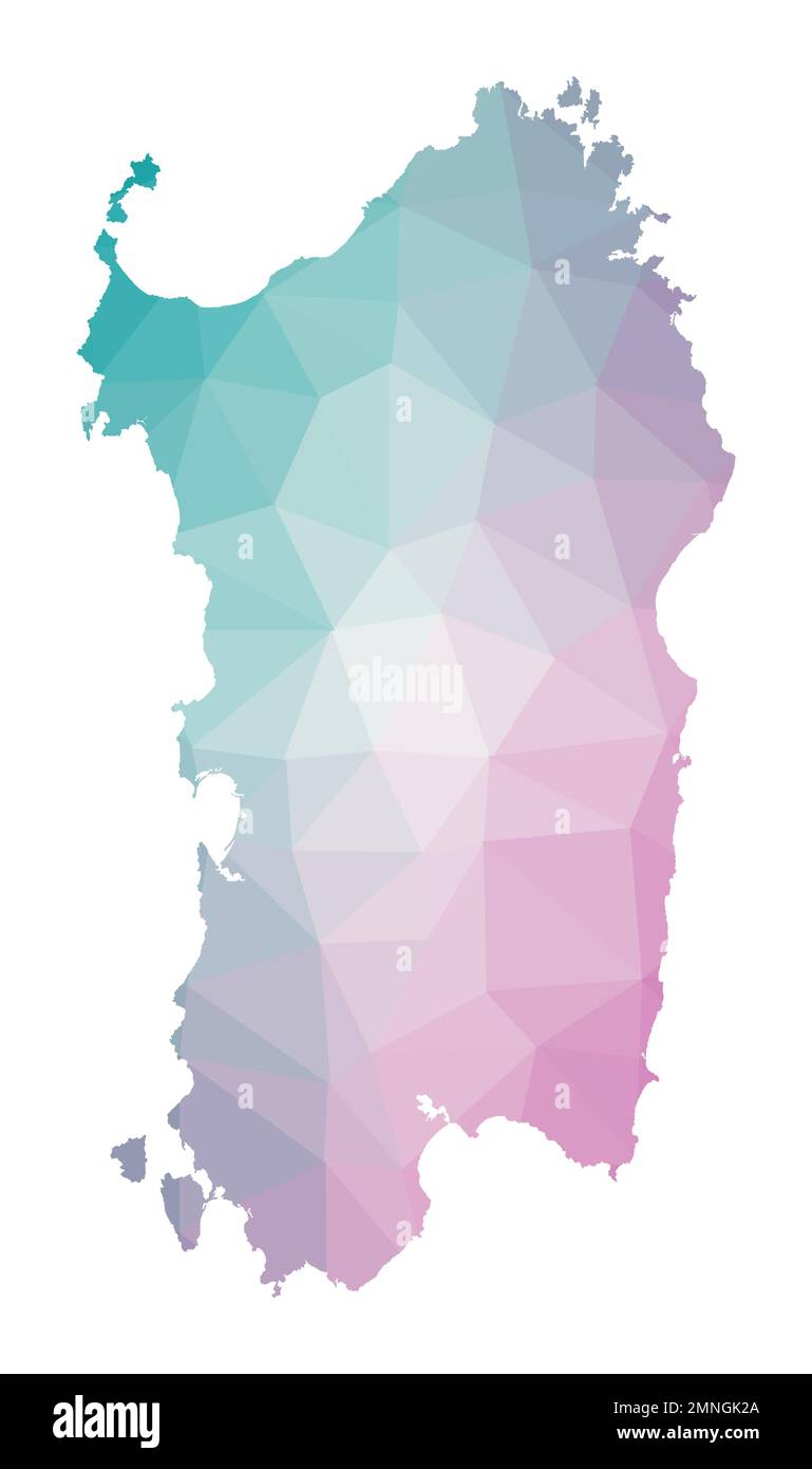 Polygonal map of Sardinia. Geometric illustration of the island in ...