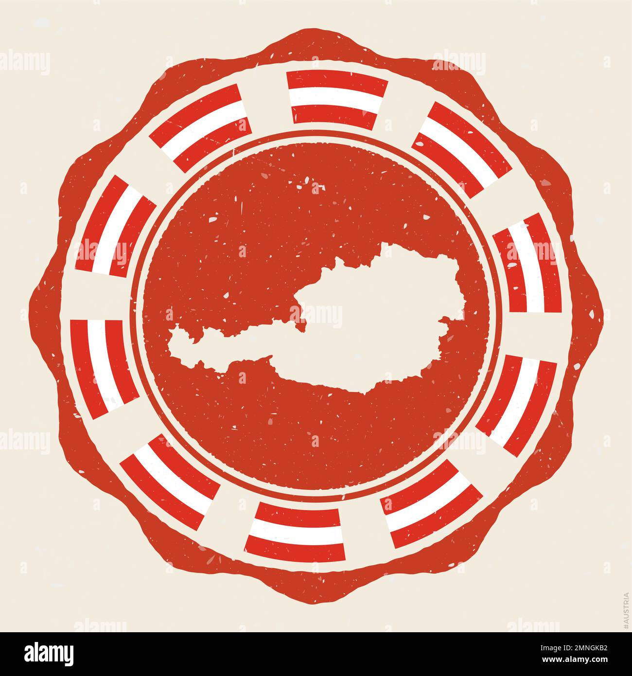 Austria vintage sign. Grunge round logo with map and flag of Austria ...