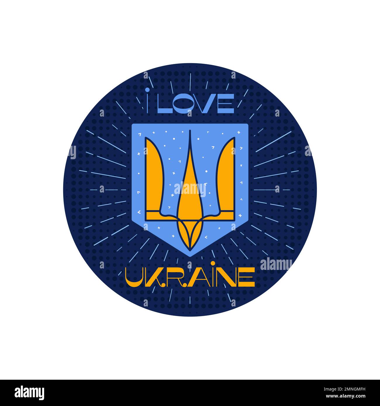 I love Ukraine badge design with Ukraine coat of arms and sunursts ...