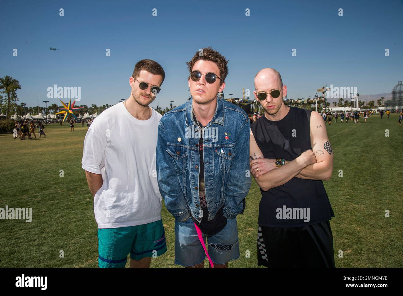 Jake Goss, from left, Paul Klein and Les Priest of LANY poses at ...