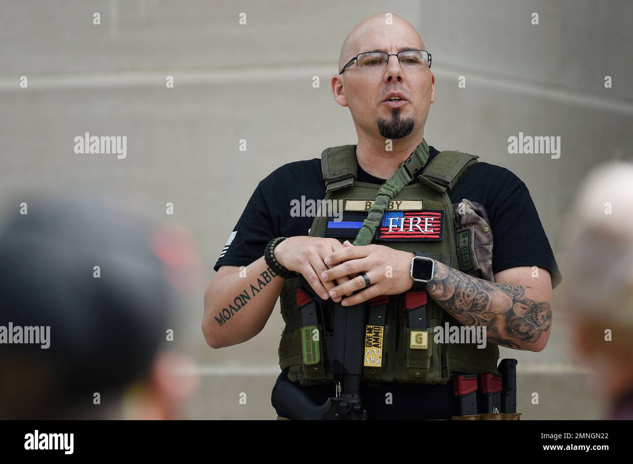 Shaun Baby, of Cartersville, Ga., participates in a gun-rights rally at ...