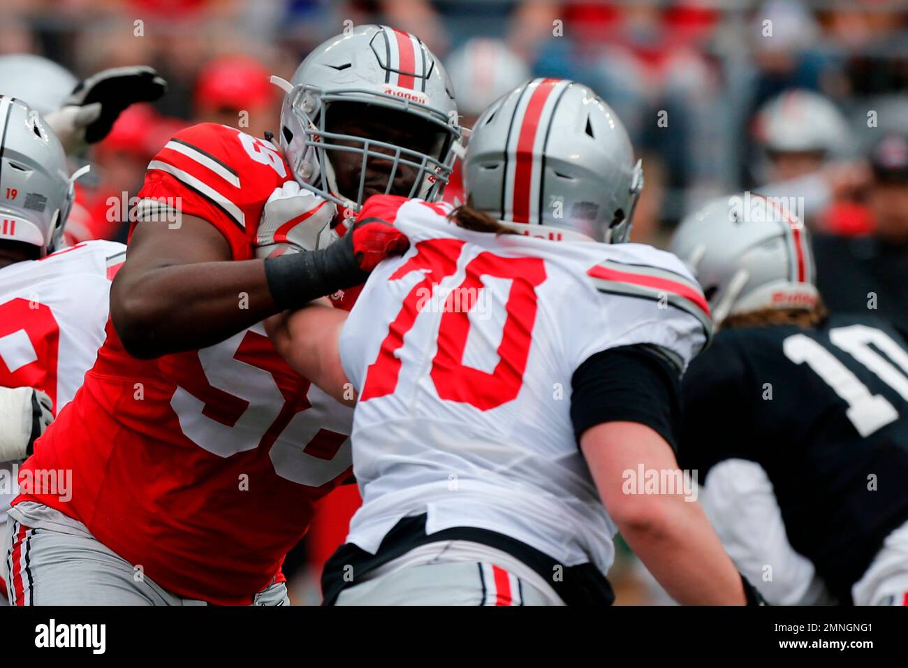 Ohio State offensive lineman Joshua Alabi plays in their NCAA college ...