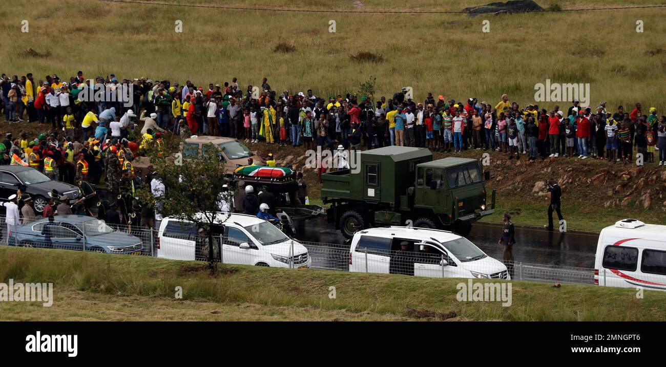 A military vehicle carries the coffin of struggle icon Winnie ...