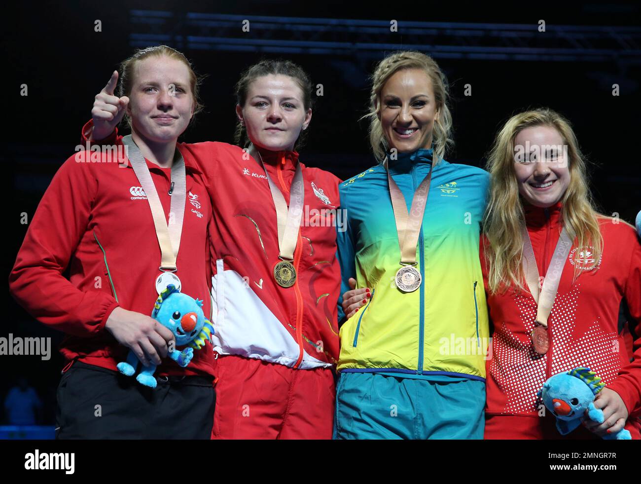 From left to right, silver medalist Rosie Eccles of Wales, gold ...